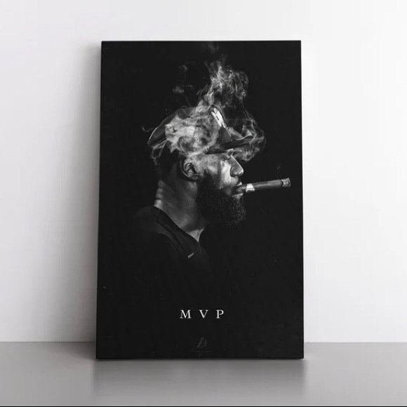 Art | Lebron James Smoking A Cigar Hand Made Canvas Print Wall Art ...